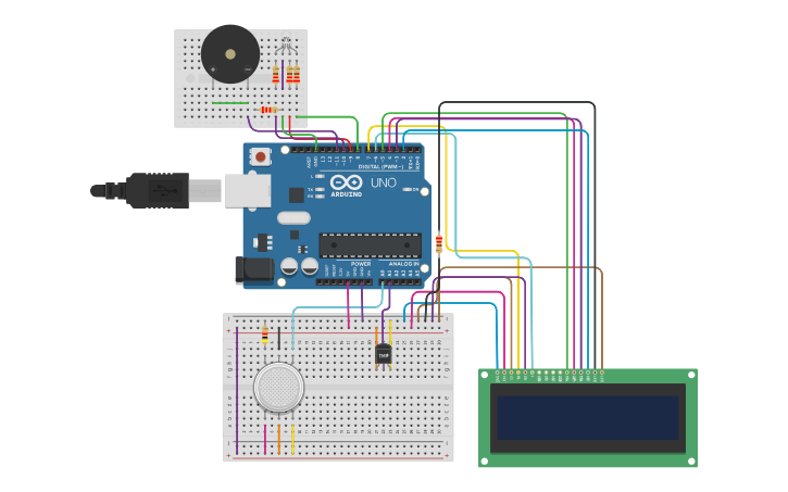 Circuit design sensor gas + suhu Nabila S. XIB TKJ - Tinkercad