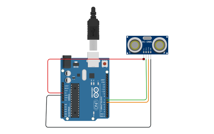 Circuit design Ultrasonic Distance Sensor - Tinkercad
