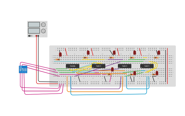 Circuit design 3:8 decoder - Tinkercad