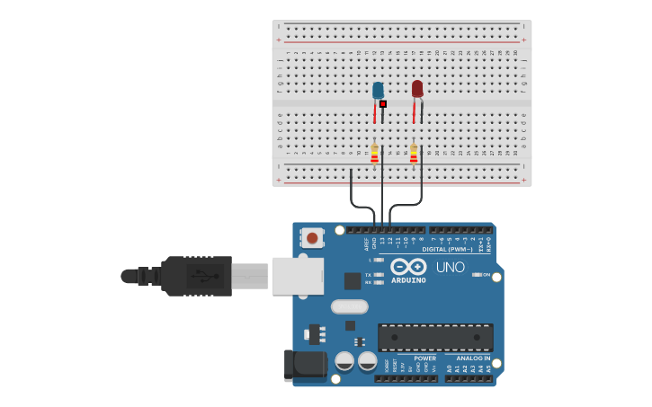 Circuit design Rangkaian Flip-Flop menggunakan arduino - Tinkercad