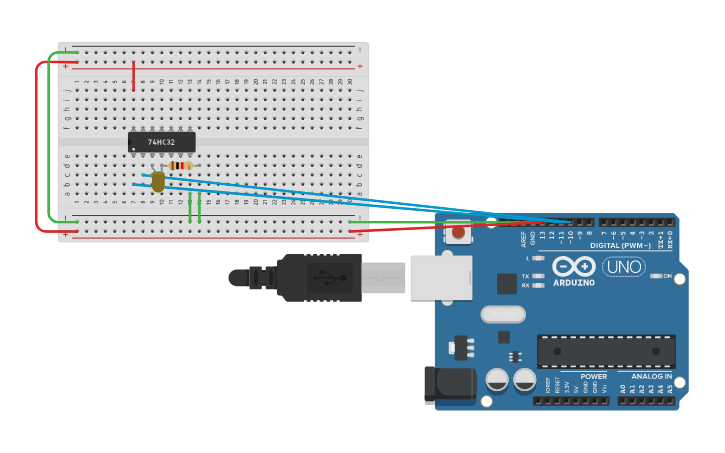 Circuit design OR GATE TRUTH TABLE VERIFICATION - Tinkercad