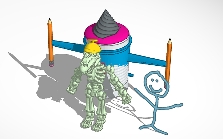 3D design dino explorer and skribble the stick man | Tinkercad