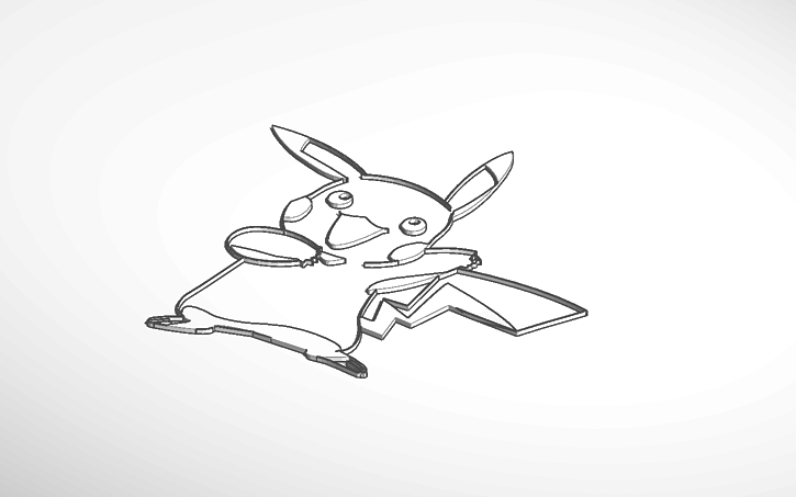 3D design Pikachu outline - Tinkercad