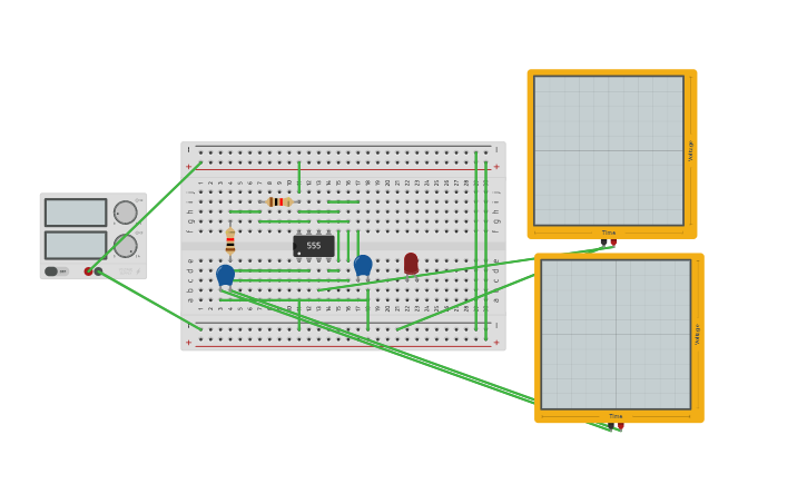 Circuit design 555 timer Astable mode (b) | Tinkercad