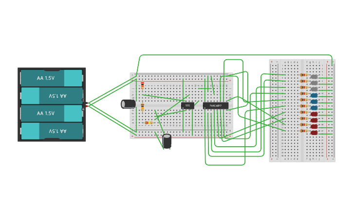Circuit design running LED | Tinkercad