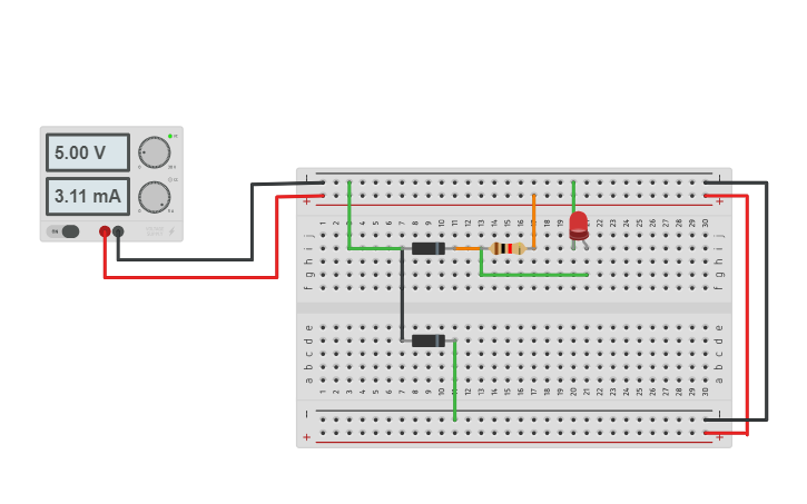 Circuit design (DRL) NOT Gate - Tinkercad