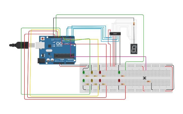 Circuit design Sinal de trânsito - Tinkercad