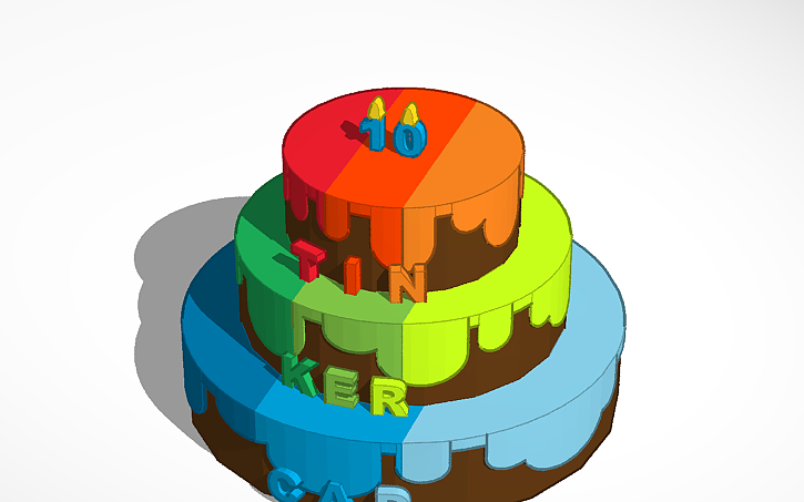 3D design Tinkercad 10 B-day cake | Tinkercad