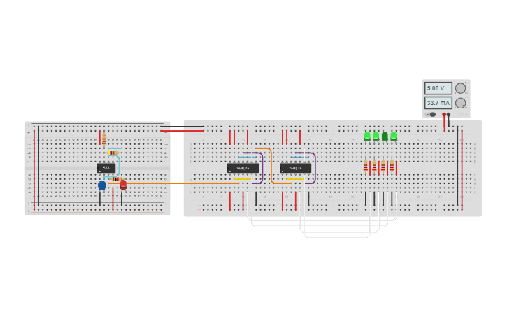 Circuit Design Binary Counter Tinkercad