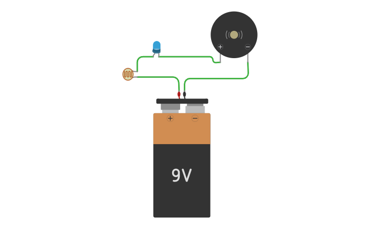 Circuit design LDR Based Light & Alarm - Tinkercad