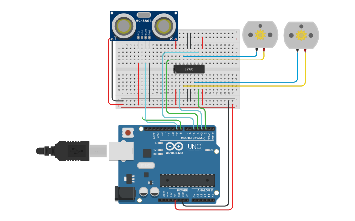 Circuit Design Obstacle Avoiding Robot 2 Tinkercad