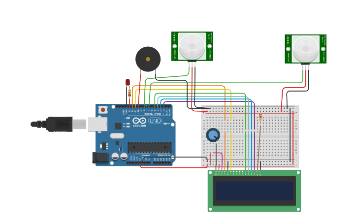 Circuit design Bidirectional Visitor Counter | Tinkercad