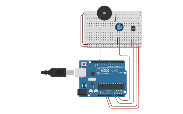 Circuit design Temperature and Humidity sensor - Tinkercad