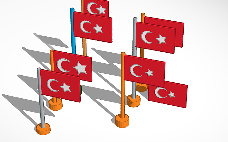 3D design Bayraklar (Turkish Flags) (Ders örneği) | Tinkercad