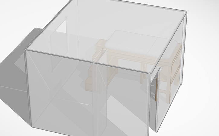 3D design room with loft with stairs - Tinkercad