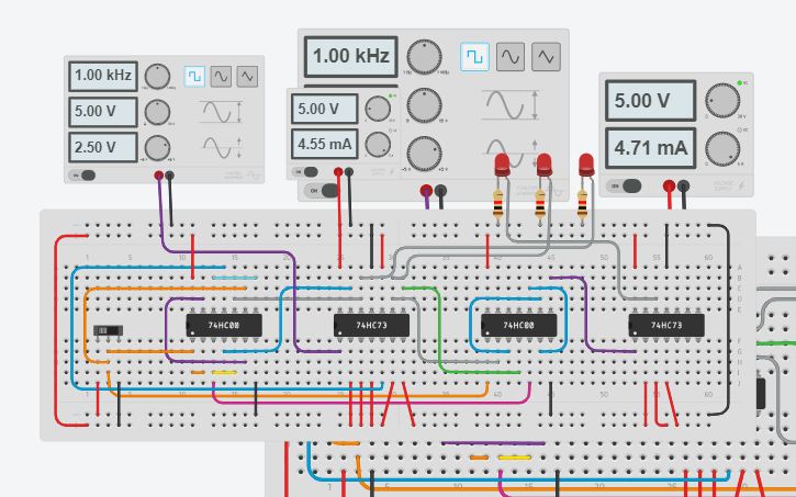 Circuit Design 3 Bit Counter Tinkercad