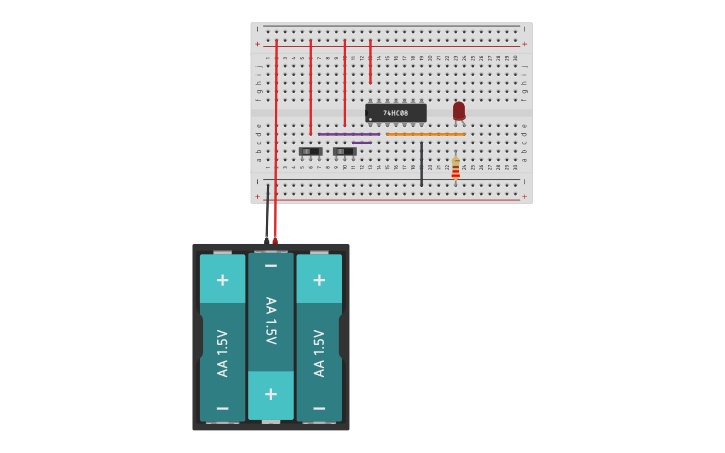 Circuit design AND GATE 2 INPUT - Tinkercad