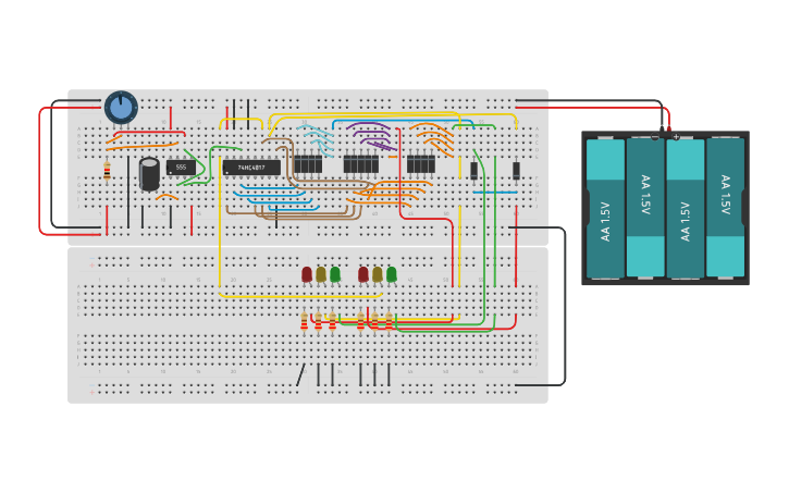 Circuit Design Semaforo Sequencial Ci 555 E Ci 4017 Tinkercad