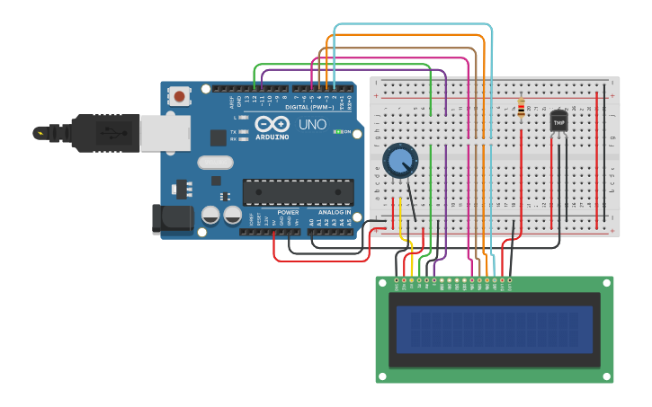 Circuit design Temperature Sensor - Tinkercad