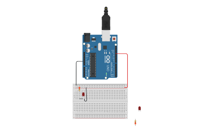 Circuit design YURI SILVA - Protoboard, Arduino, 1 Led e 1 Resistor ...