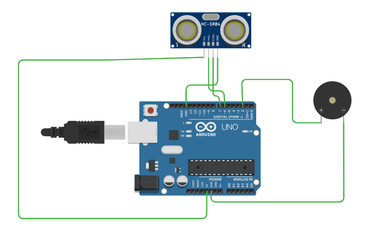 Circuit Design Obstacle Detection Using Ultrasonic Sensor Tinkercad