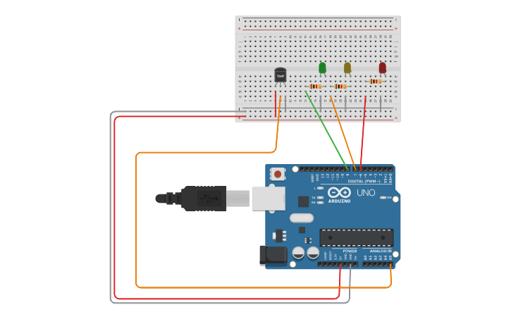Circuit design Program 4: Temperature Sensor - Tinkercad