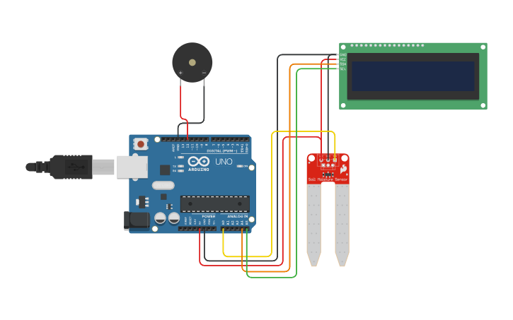 Circuit design Soil Moisture Monitoring System - Tinkercad