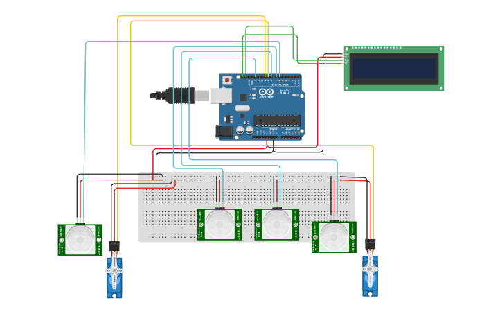 Circuit design PARKING SYSTEM - Tinkercad