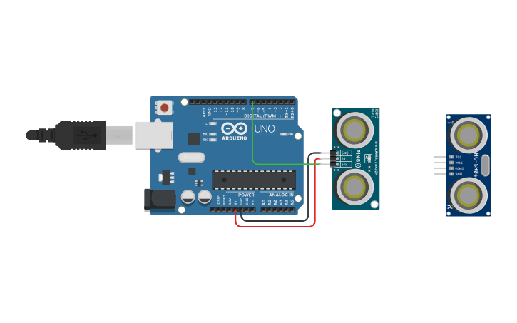 Circuit design ULTRA SONIC SENSOR monitor display - Tinkercad