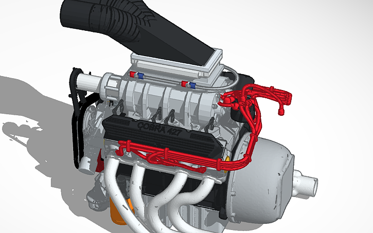 3D design supercharged V8 Hemi engine (ported) - Tinkercad