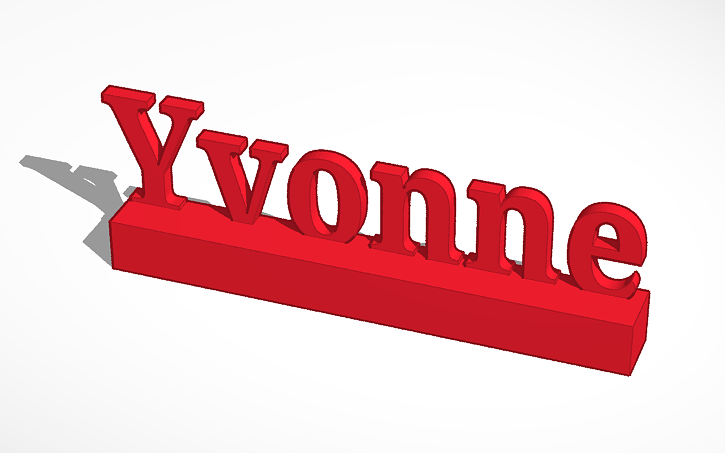 3D design Naamplaatje met de naam Yvonne - Tinkercad