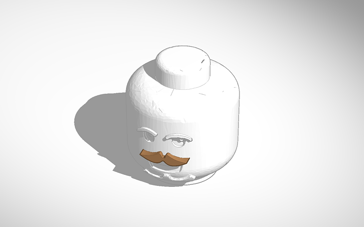 3D design Giant Lego Business man head with beard and mustache - Tinkercad