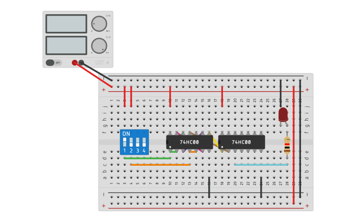 Circuit design Realization of XOR gate using NAND gate - Tinkercad