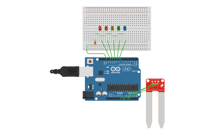 Circuit design 土壤濕度 - Tinkercad