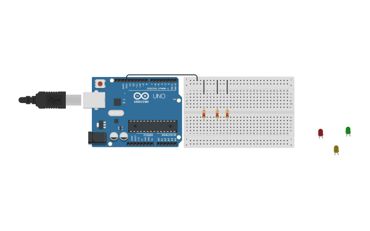 Circuit design 3 leds | Tinkercad