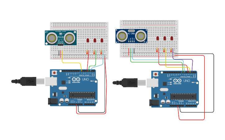 Circuit design Ultrasonic Distance Sensor - Tinkercad