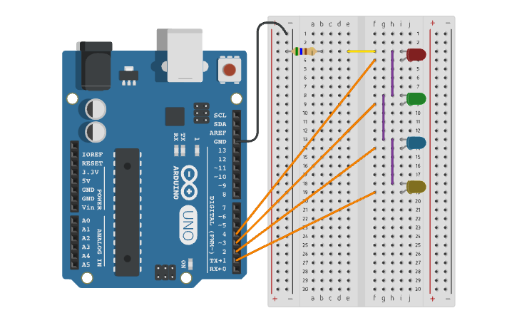 Circuit design Arduino Colour Randomizer - Tinkercad