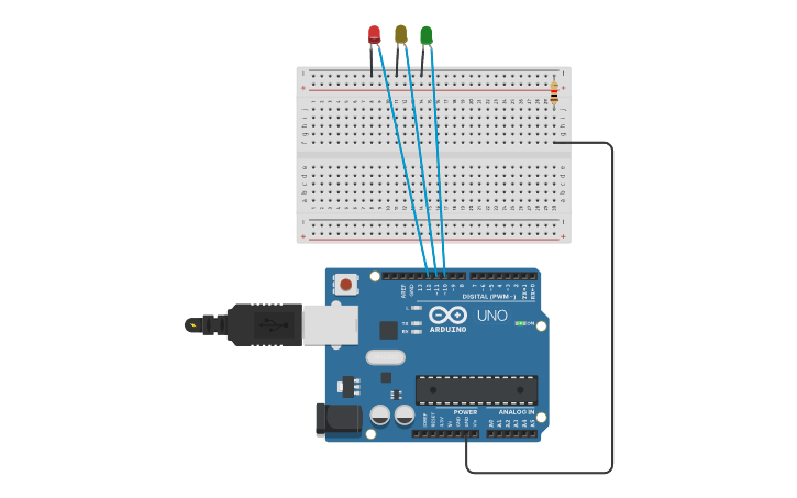 Circuit design Traffic Light - Tinkercad