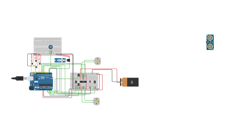 Circuit design Copy of Rangkaian mobil pemadam (3) | Tinkercad