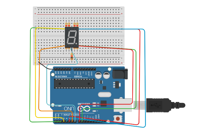 Circuit design Display 7 Segmentos - Tinkercad