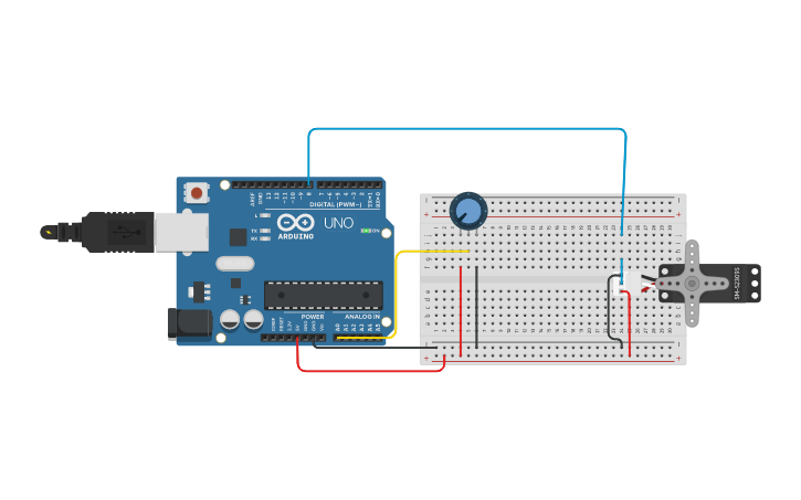 Circuit design servo motor - Tinkercad
