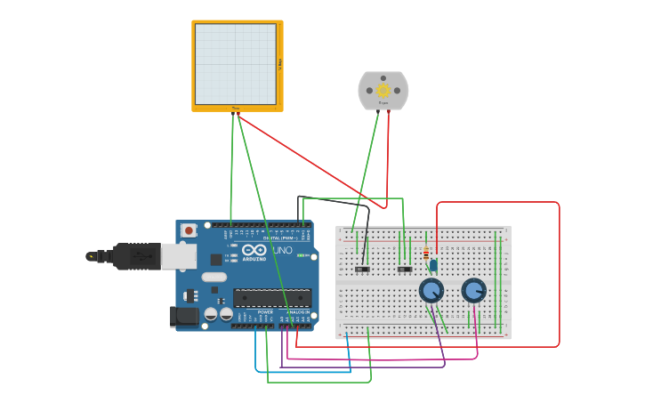 Circuit design waveform vary by potentiometer | Tinkercad