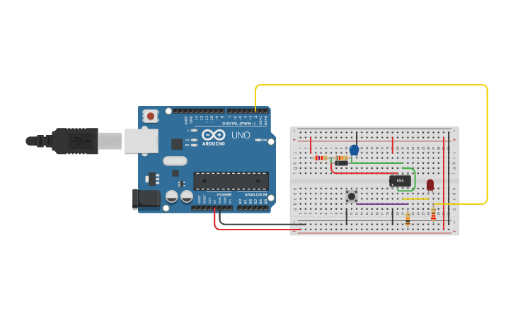 Circuit design 555 Astable Circuit 50% Duty Cycle - Tinkercad