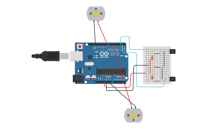 Circuit design Line follower robot - Tinkercad