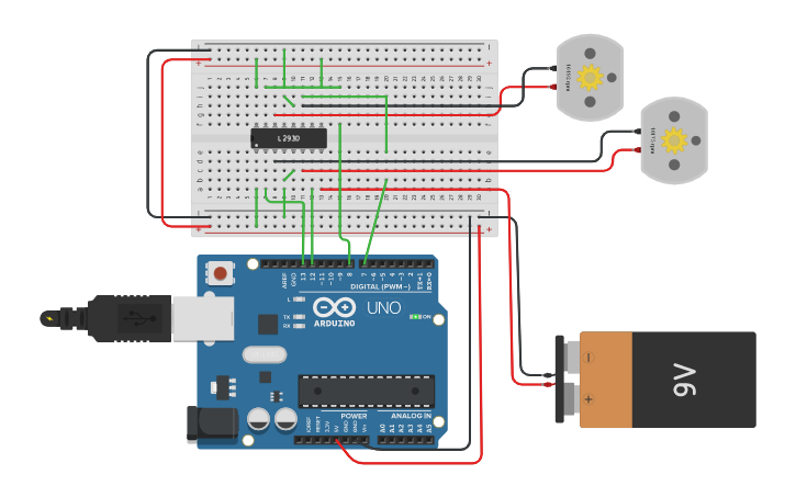 Circuit design motor driver - Tinkercad