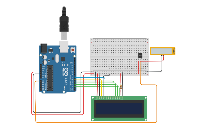 Circuit design Display de Cristal Liquido - Tinkercad Circuit design Display de Cristal Liquido - Tinkercad