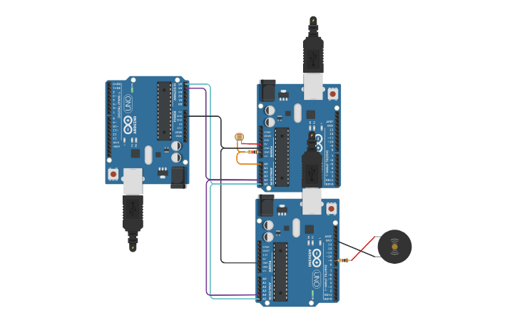 Circuit design I2C - 3 arduinos | Tinkercad Circuit design I2C - 3 arduinos | Tinkercad