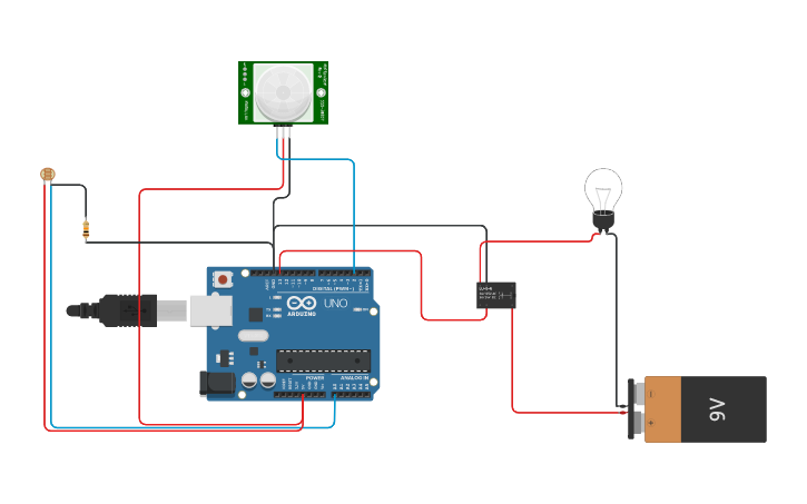 Circuit Design Turn On An Ac Lamp Using Arduino 5v Relay And Motion Sensor Tinkercad 