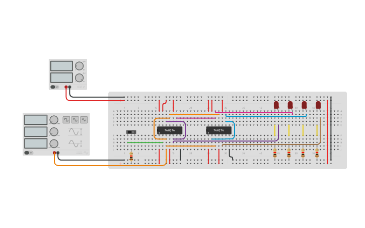 Circuit design SIPO - Tinkercad