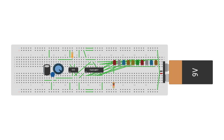 Circuit design Running Lights - Tinkercad